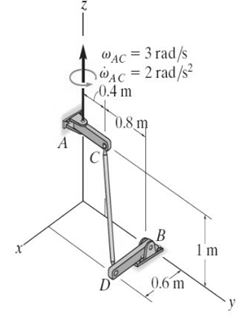 Rod CD is attached to the rotating arms using ball-and-socket joints If ...