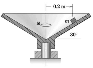 The small object is placed on the inner surface of the conical dish at ...