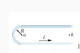 In the figure a current i = 18 A is set up in a long hairpin conductor ...