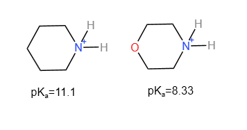 The pKa values of the two ammonium cations drawn below are 8.33 and 11. ...