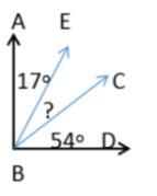 BA is perpendicular to BD. \angle ABE \text{ measures } 17^o \text{ and ...