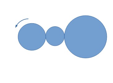 Three gears with a module m = 10mm and a pressure angle of \Phi = 14.50 ...