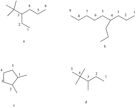 What is the IUPAC name for the following compounds? a. b. c. d ...