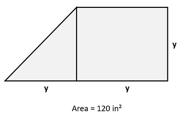 Find the length y in the figure. The area of the shaded region is given ...