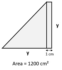 Find the length y in the figure. Note that the area of the shaded ...