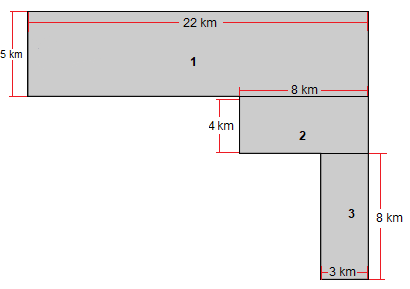 What is the area of this figure? Express in square kilometers ...