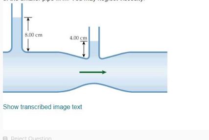 A horizontal water pipe with a large diameter narrows to a smaller ...