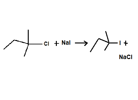 Show the chemical equation for the substitution reaction of t-pentyl ...