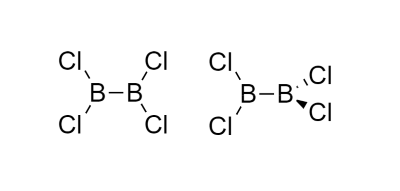 Determine the point groups of two rotational isomers of B2Cl4 ...