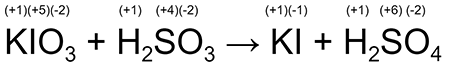Balance the equation using the half-reaction method: KIO3 + H2SO3 arrow ...