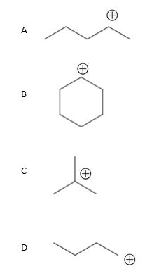 Which of the following is the most stable cation: A B C D | Homework ...