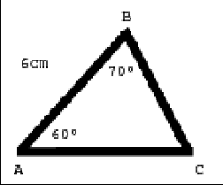 Construct a triangle ABC, AB=6 cm, angle A=60 degree, angle B=70 degree ...