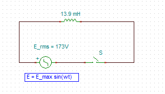 In the purely inductive circuit in the figure below, the inductance is ...