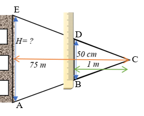 To find the height of a tall building, a physics student steps 75 paces ...