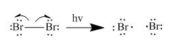 UV light brings about the homolysis of diatomic bromine. Draw the ...