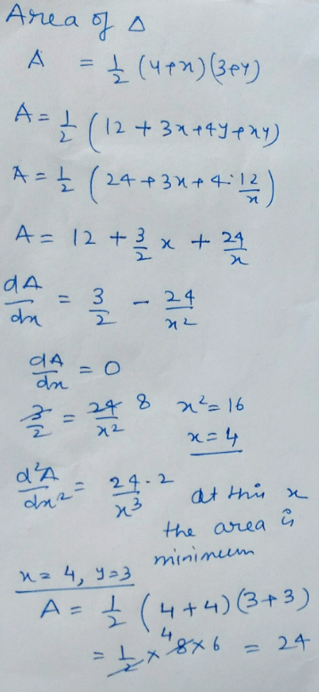 A right triangle is circumscribed around a 3 by 4 rectangle. What is ...