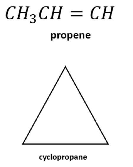 There are two different substances with the formula C_3H_6. Draw both ...
