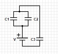 Three capacitors with capacitances: C1 = 6.3 microF, C2 = 3.9 microF ...