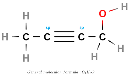 Devise a structure having two sp-hybridized carbons and the molecular ...