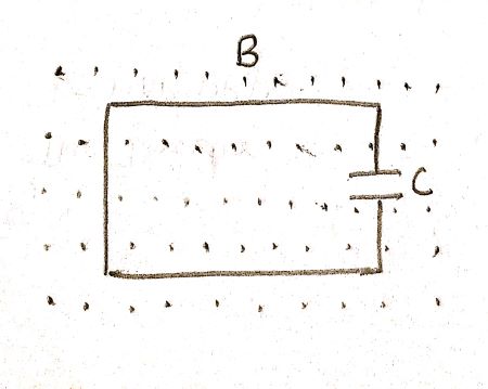 Indicate the direction of the electric field between the plates of the ...