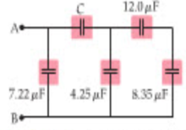 The equivalent capacitance of the capacitors shown below is 9.22 mu F ...