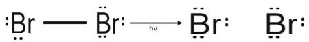 UV light brings about the homolysis of diatomic bromine. Draw the ...