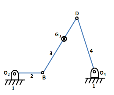 Consider the four-bar mechanism shown below. The weights of links 2 and ...