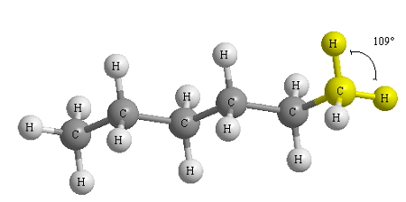 In making a ball and stick model of hexane, it is known that the bond ...