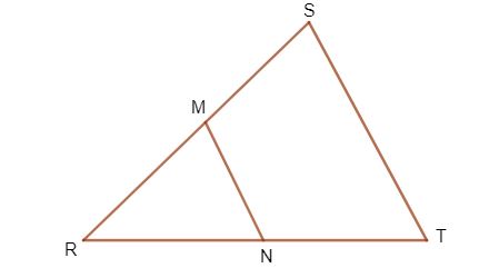 M and N are the midpoints of sides \overline{RS}\ and\ \overline{RT} of ...
