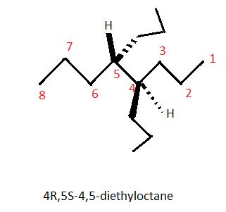 Draw the structure for 4R,5S-4,5-diethyloctane. | Homework.Study.com