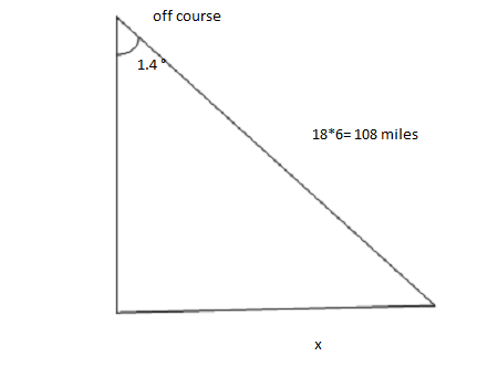 A ship is 1.4 off course. If the ship is traveling at 18.0 miles per ...