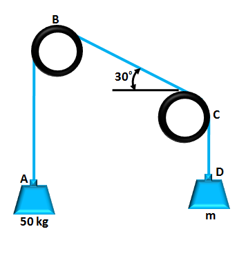 A rope ''ABCD'' is looped over two pipes as shown. Knowing that the ...