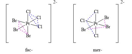 Give the total number of isomers with the formula (PtCl_3Br_3)^2 ...