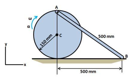 The disk rolls such that the an angular acceleration of \alpha =4 rad/s ...