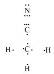 The skeleton of acetonitrile is shown here. Complete the structure by ...