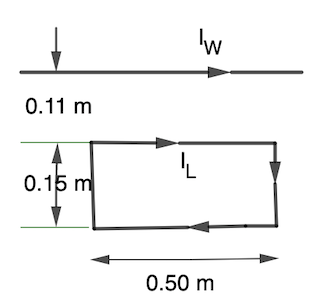 A rectangular current loop is located near a long, straight wire that ...