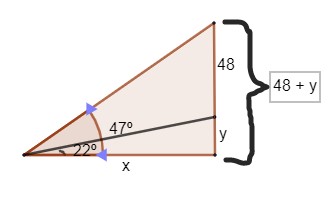 Given the right triangle below, solve for x and y. | Homework.Study.com