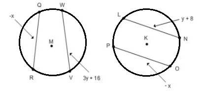 Circles M and K are congruent, QR is congruent to LN and OP is ...