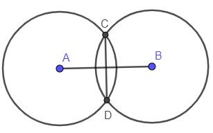 Circles A and B are congruent. \overline{CD} is a chord of both circles ...
