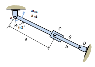 The collar ''C'' is pinned to rod ''CD'' while a slide on rod ''AB ...