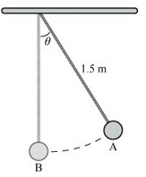 A pendulum bob with a mass of 0.28 kg is attached to a 1.5 m long ...