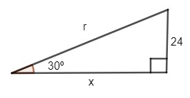 Given the triangle below, find r. | Homework.Study.com