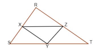 Assume that X, Y, and Z are midpoints of the sides of \triangle RST. If the perimeter of ...
