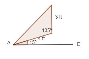 A triangle has sides of 3 ft and 4 ft and the included angle is equal ...