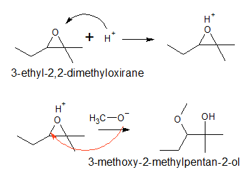 Epoxides: reaction of 3-ethyl-2,2-dimethyloxirane with CH_3OH and H+ ...