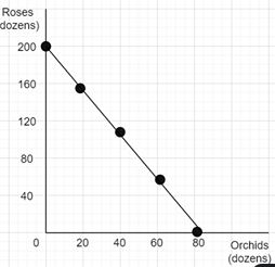 What is the opportunity cost of 60 dozen orchids? a. 2.5 dozen roses b ...