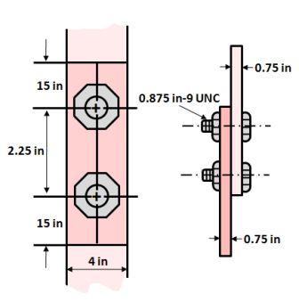 A bolted lap joint sing SAE grade 5 bolts and members made of old draw ...