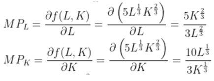 Consider a firm that has a production function f(L, K) = 5L^{1/3}K^{2/3 ...