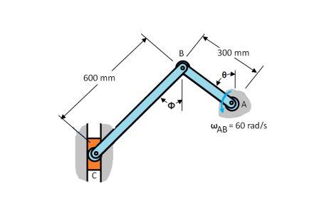 Rod ''AB'' is rotating with an angular velocity of \omega _{AB}=60 rad ...