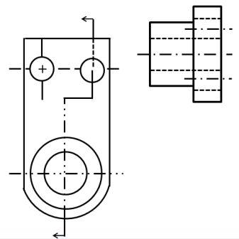 Sketch the sectional views indicated. The material of the part is steel ...
